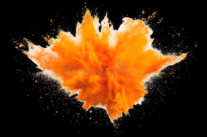 Bright Orange Explosion of Powder on White Background Stock Image ...
