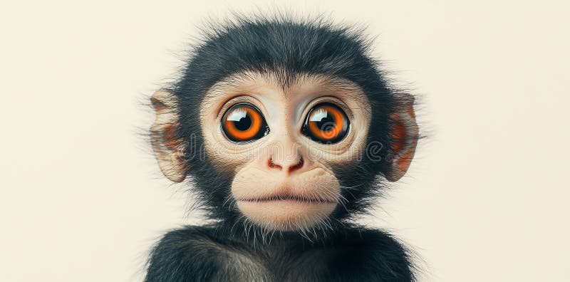 With Bright Orange Eyes, a Curious Black Monkey Peers into the Camera ...