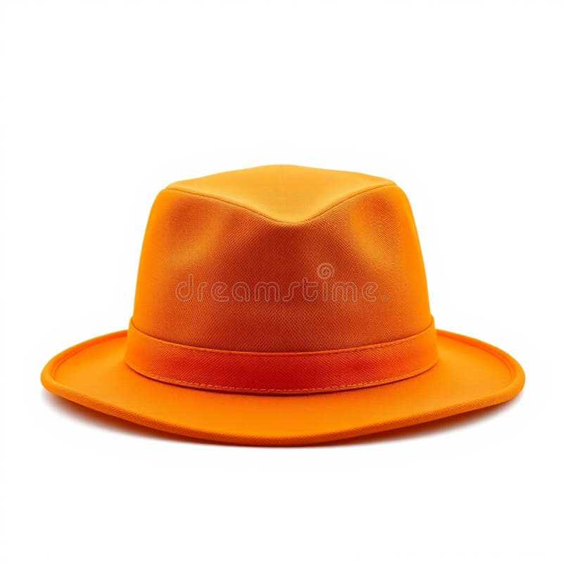 Bright Orange Fedora Hat Against a White Background Stock Image - Image ...