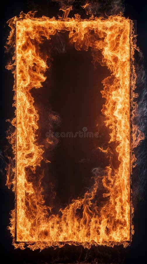 Fiery Rectangle Frame Burning Hot Fire Border Design Stock Photos ...