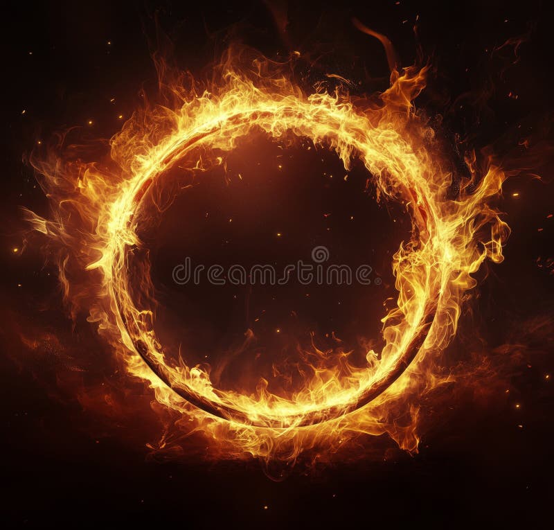 Bright Orange Flames Forming a Circular Shape with a Dark Background ...