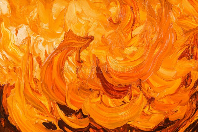 Bright Orange Flames Swirling Dynamically Forming Intense Powerful ...
