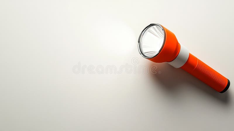 Bright Orange Flashlight Illuminating a White Background Safety ...