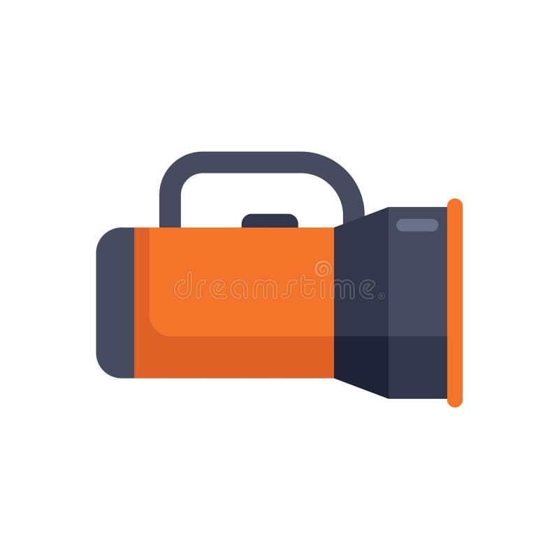 Bright Orange Flashlight Providing Light in the Dark Stock Illustration ...