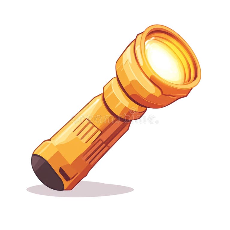 Bright Orange Flashlight Shining Light in the Dark Stock Illustration ...