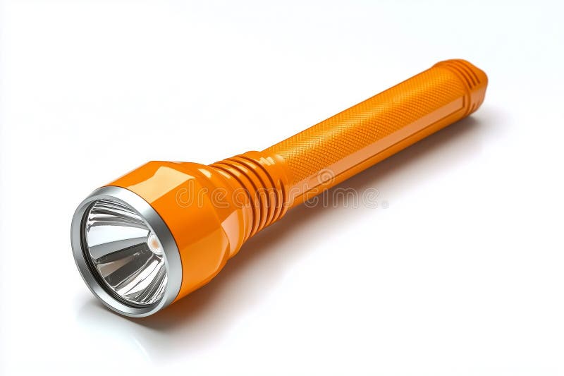 Bright Orange Flashlight on White Background for Versatile Lighting ...