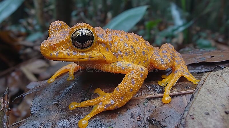Bright Orange Frog in Rainforest Stock Photo - Image of endangered ...
