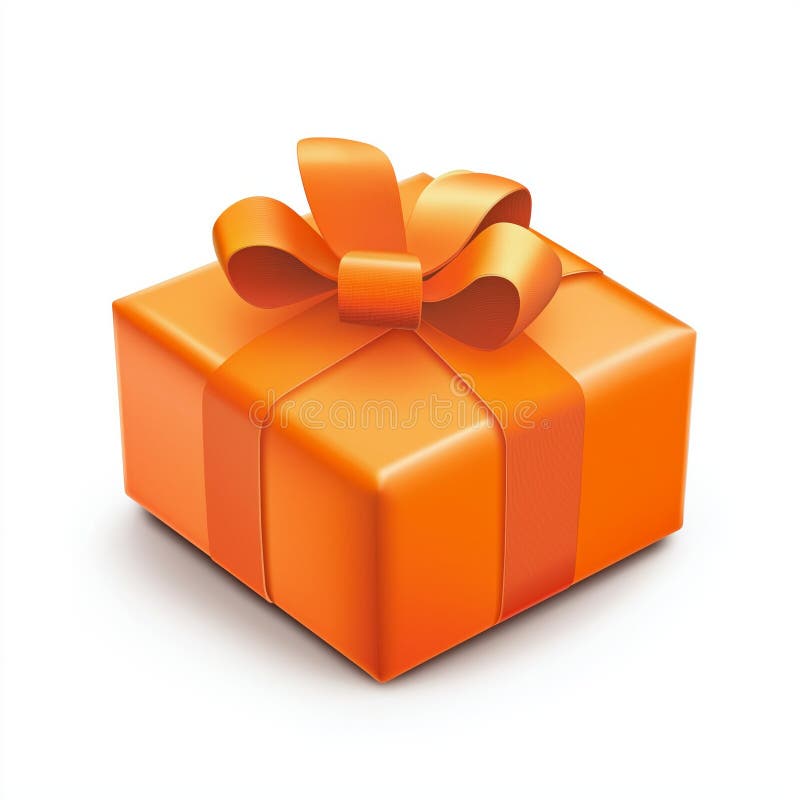Bright Orange Gift Box with Decorative Ribbon and Bow on White ...