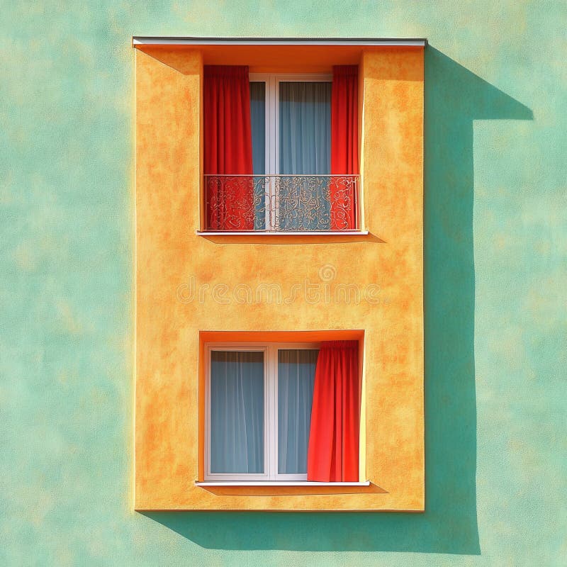 Bright Orange and Green Exterior Emphasizes Vertical Window Pattern and ...