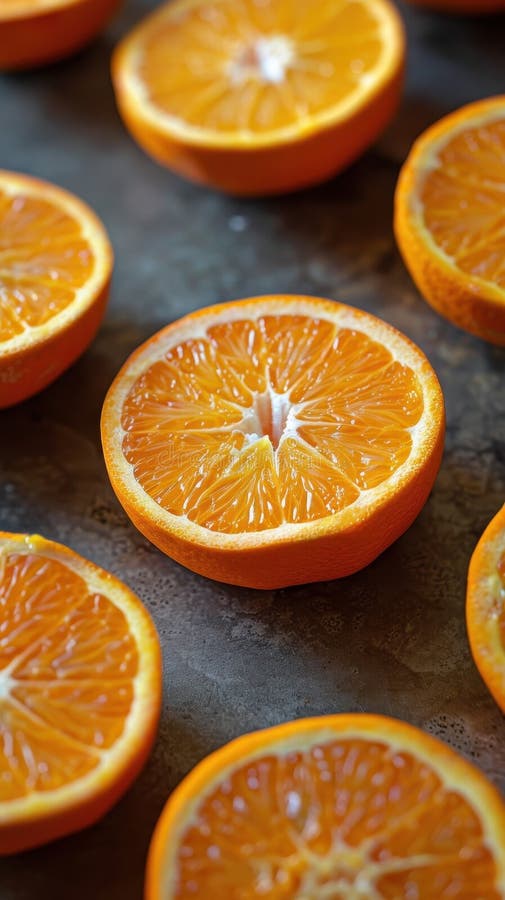 Bright Orange Halves on a Table, Showcasing Juicy Segments Ideal for ...