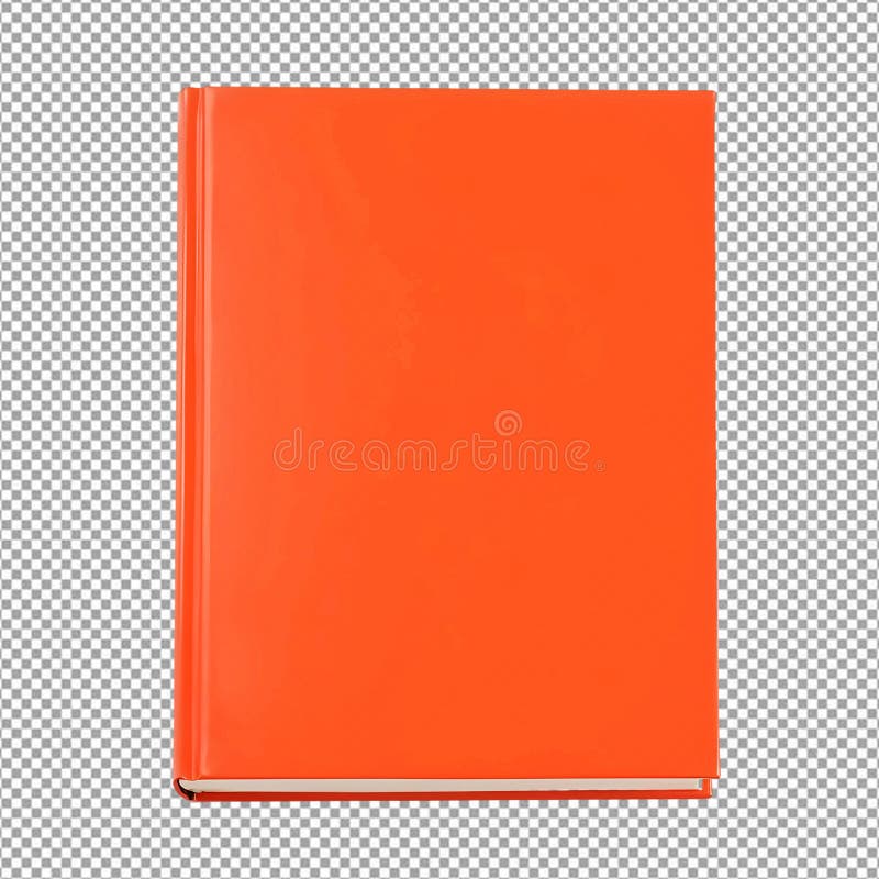 A Bright Orange Hardcover Book Mockup on a Transparent Background Stock ...