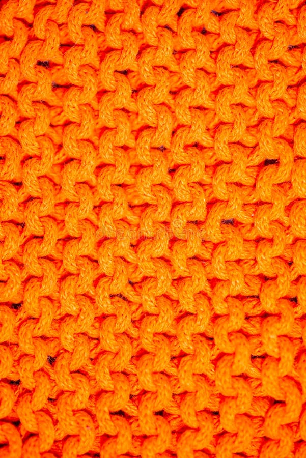 Bright Orange Knitted Fabric Loops Stock Photo - Image of material ...