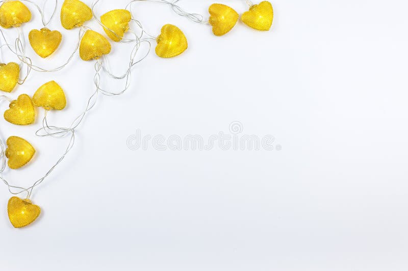 Bright Orange Lanterns in the Shape of Hearts. Top View, a Holiday Card ...