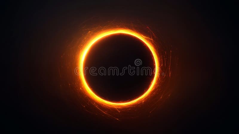 Bright Orange Light Forming a Circle in Space with Particles Stock ...