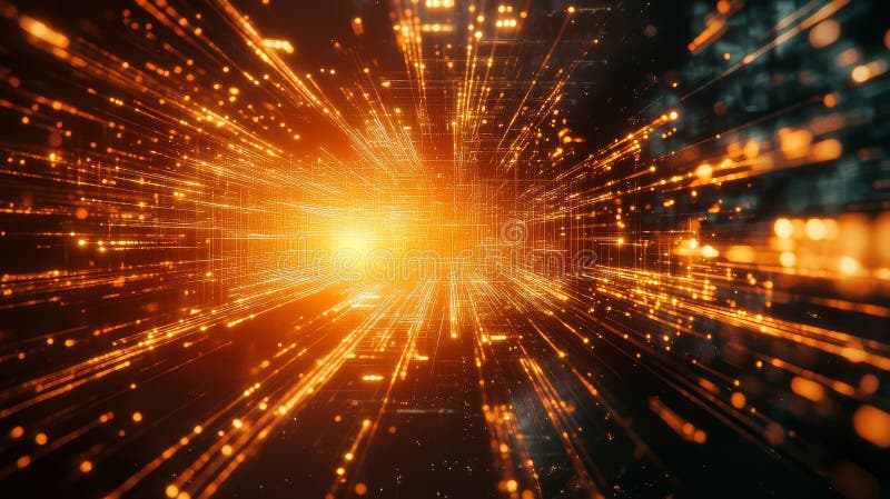 A Bright Orange Light is Shining through a Dark Room Stock Illustration ...