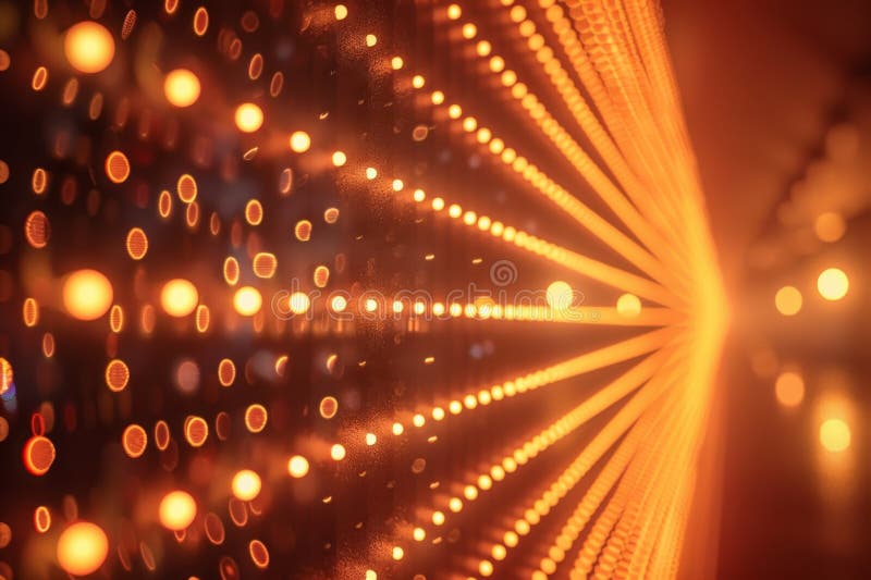 A Bright Orange Light Strip with Many Small Lights on it Stock Image ...