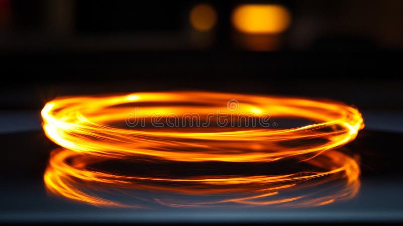 Glowing Orange Light Trails Swirling in a Circular Motion at Night ...