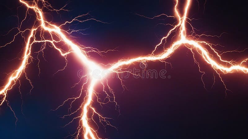 A Bright Orange Lightning Bolt Stands Out Against a Dark Blue ...