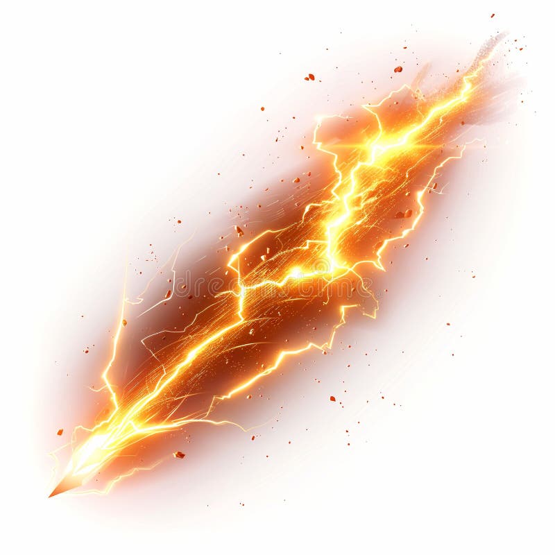 A Dynamic Burst of Orange Lightning Bolts Illuminating the Void of ...