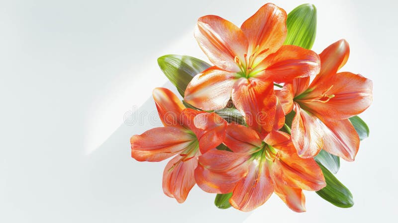 Bright Orange Lilies Top View on White Background for Floral Design ...