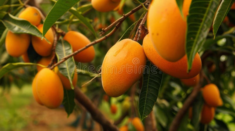 Bright Orange Mangoes are Picked from Their Branches Ready for the ...
