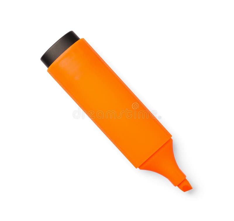Bright Orange Marker Isolated on White, Top View Stock Image - Image of ...