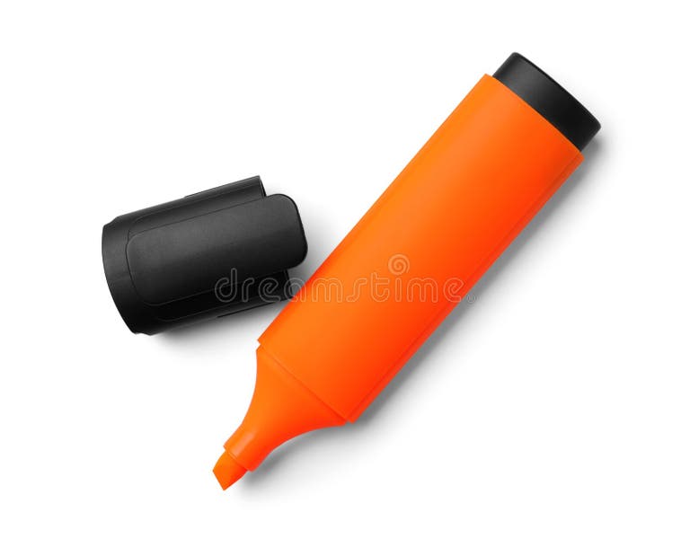 Bright Orange Marker Isolated on White, Top View Stock Photo - Image of ...