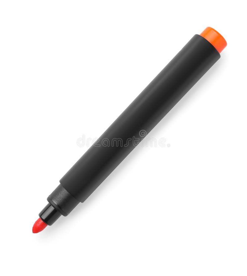 Bright Orange Marker Isolated on White, Top View. School Stationery ...