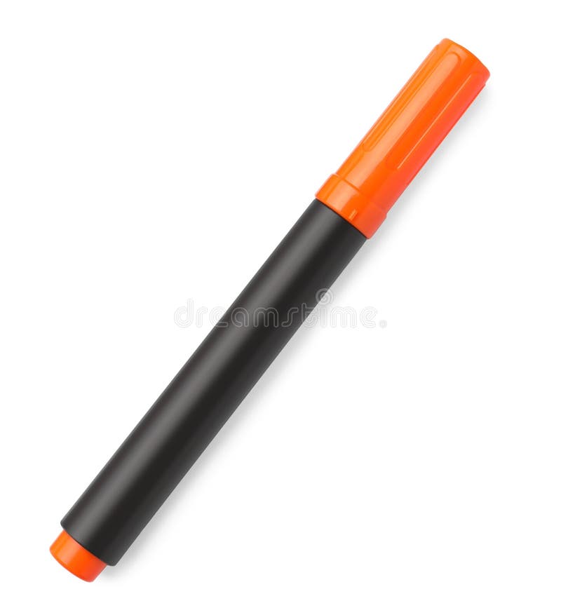 Bright Orange Marker Isolated on White, Top View. School Stationery ...