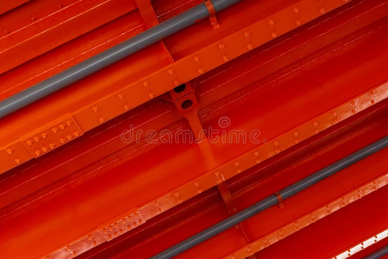 Bright Orange Metal Base of the Bridge Stock Image - Image of heavy ...