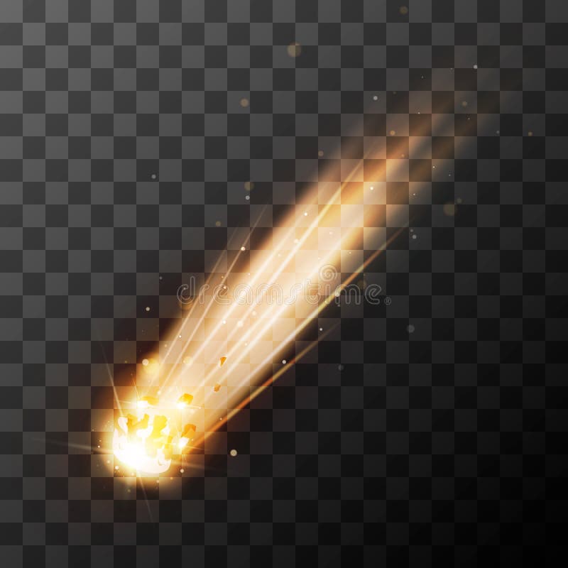 Bright Orange Meteorite on Fire, Meteor Explosion on Transparent ...
