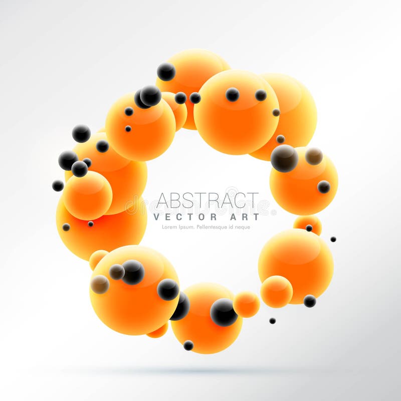 Bright Orange Molecules Shape 3d Sphere Frame Background Stock Vector ...