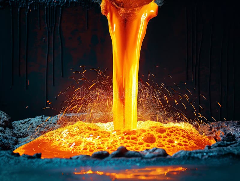 Molten Metal Pouring with Sparks Stock Image - Image of vibrant ...
