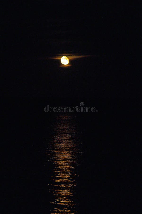Moon in the Clouds Reflecting Moonlight Onto the Rappahannock River ...