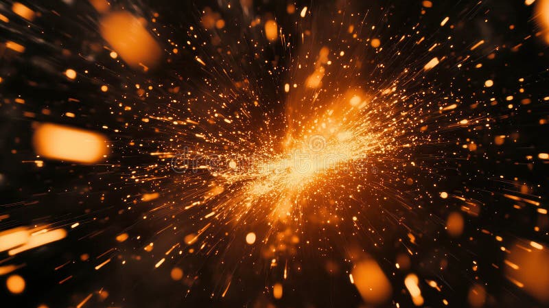 Bright Orange Particles Exploding Center Black Background Stock Photos ...
