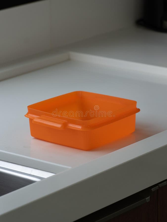 Bright Orange Plastic Container Stock Image - Image of adds, paacute ...