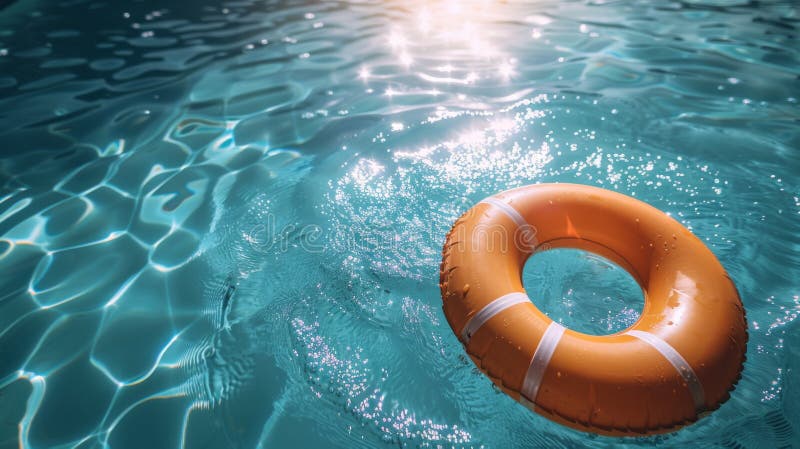 Bright Orange Pool Float on Sparkling Water during Sunny Day Stock Photo - Image of poolside ...