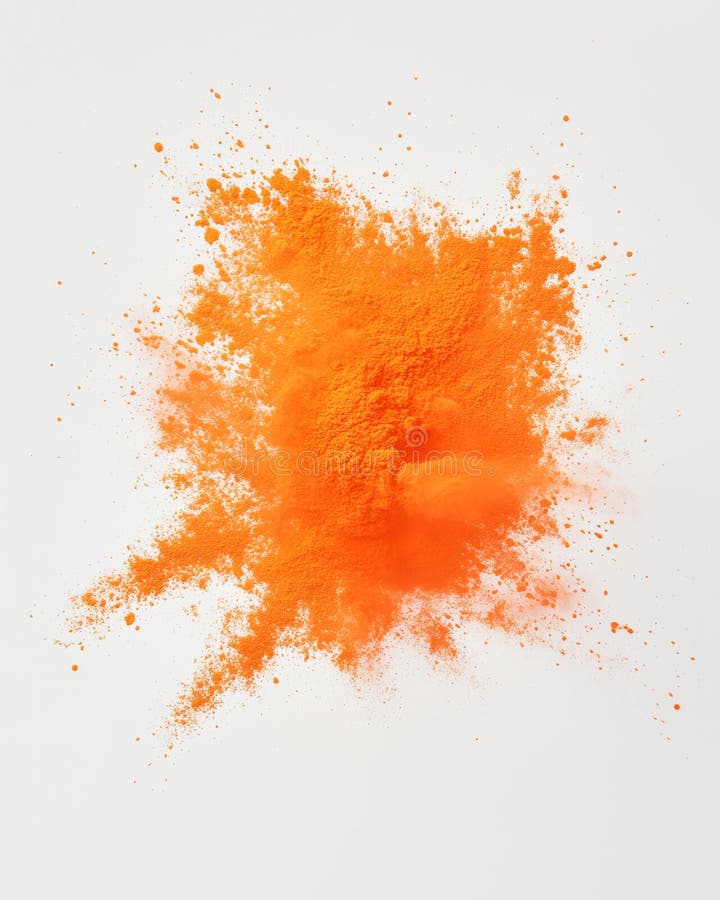 Dynamic Explosion Bright Orange Powder Paint Against Clean White ...