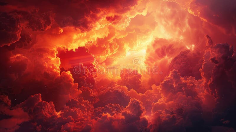 Dramatic Orange Clouds Swirl in the Twilight Sky Over a Tranquil ...