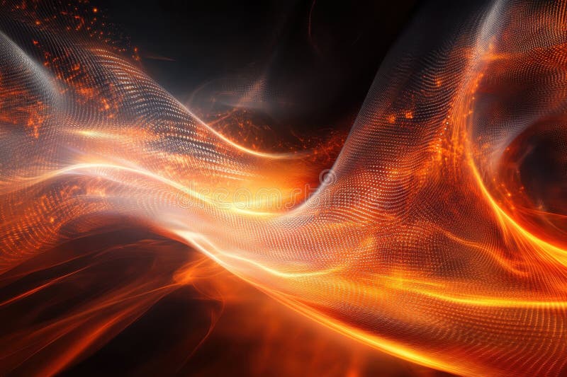 Vibrant Orange and Red Waves of Light Move Gracefully through a Dark ...