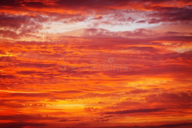 Bright Orange, Red and Yellow Colors Sunset Sky. Stock Photo - Image of ...