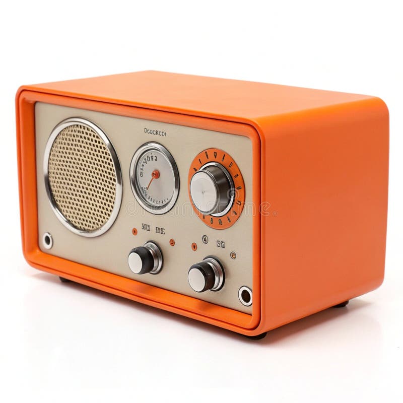 Bright Orange Retro Style Audio Device on Transparent Background Stock ...