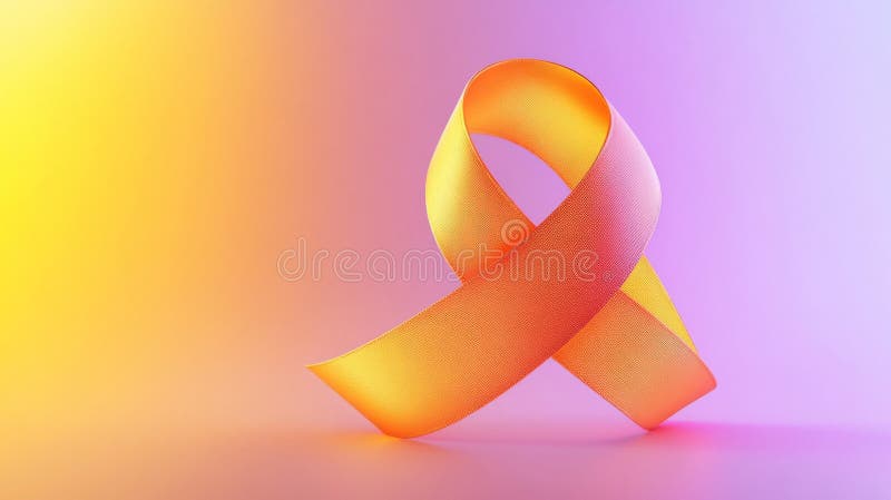 Bright Orange Ribbon Symbolizing Hope and Support with Gradient ...