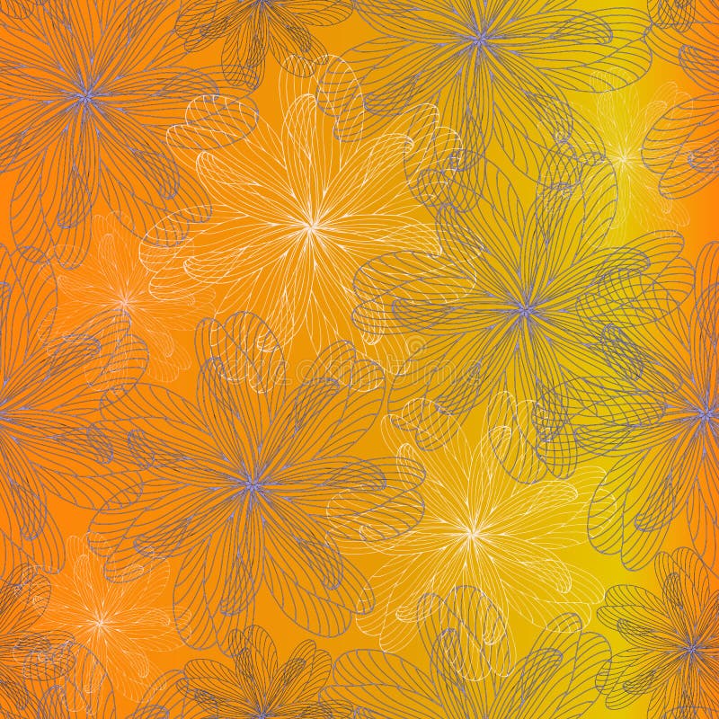 Bright Orange Seamless Oriental Pattern. Floral Elegant Textured with ...