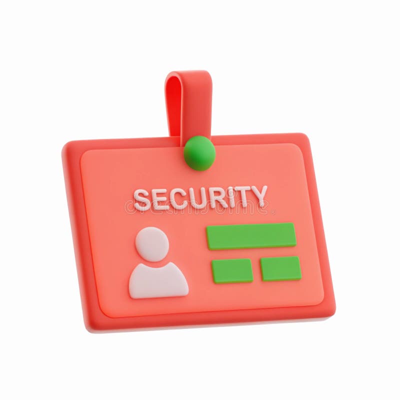 Bright Orange Security ID Badge with Green Clip and Abstract Design on ...