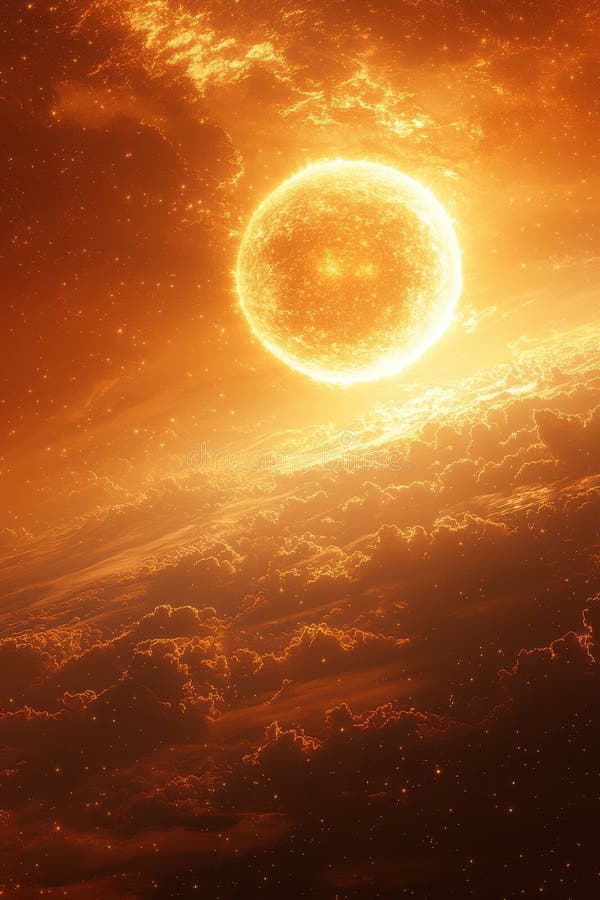 Bright Orange Sky with Sun Illuminating the Clouds in a Breathtaking ...