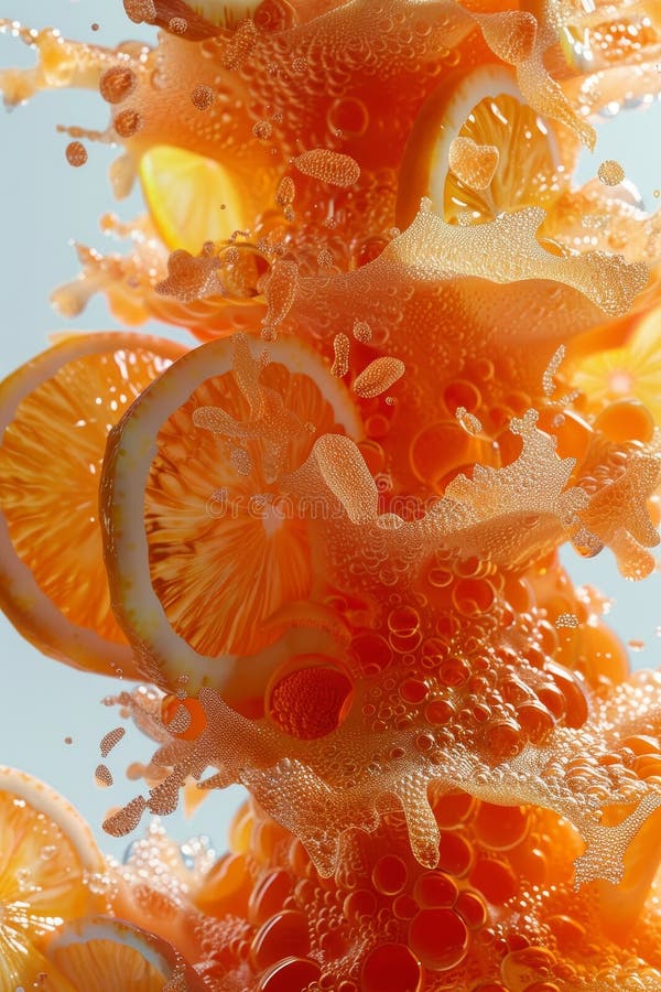 Bright Orange Slices Burst through a Cascade of Bubbles in a Lively ...
