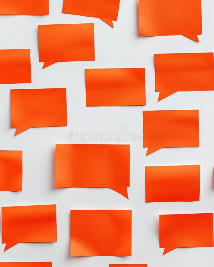 Bright Orange Speech Bubble Sticky Notes on White Background Stock ...