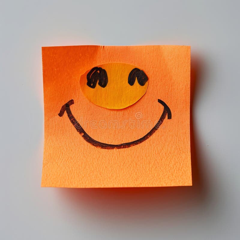 Bright Orange Sticky Note with a Smiling Face Design for Positive Vibes ...