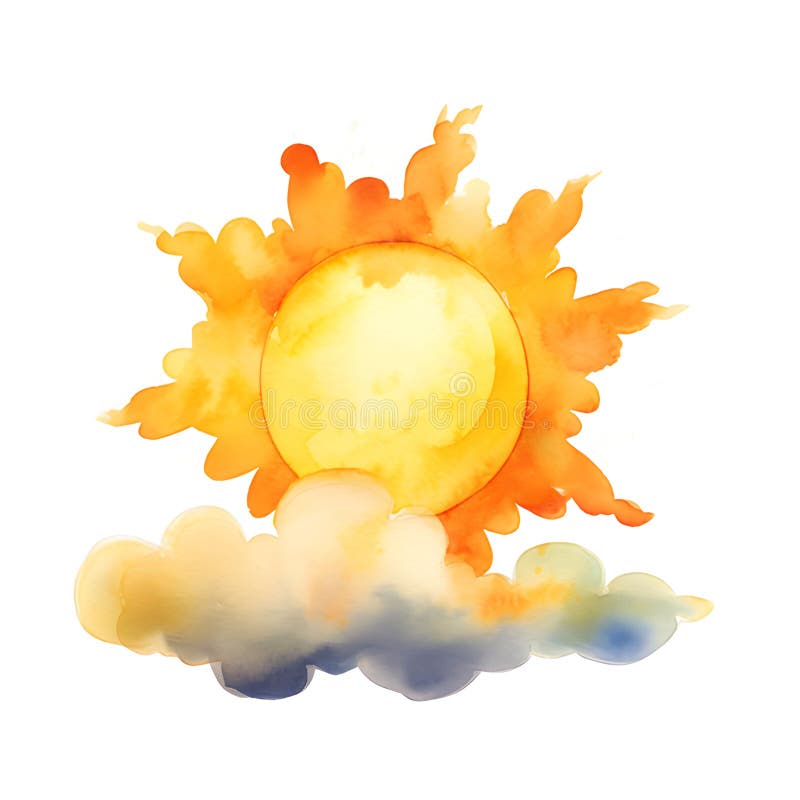 Bright Orange Sun Behind a Cloud. Shift and Weather Forecast Concept ...